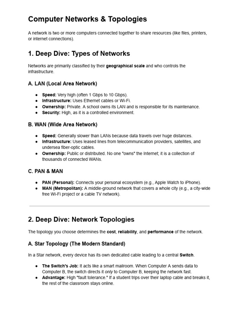 Computer Networks & Topologies | PDF | Computer Network | Internet ...