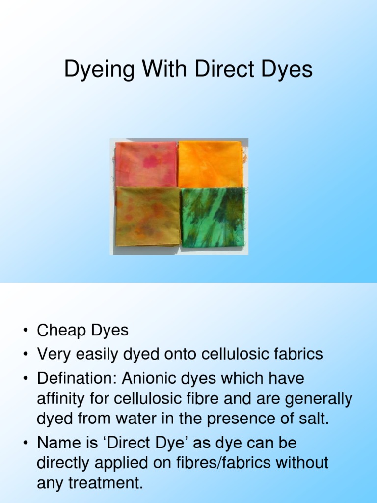 Dyeing With Direct Dyes | PDF | Dye | Ammonium