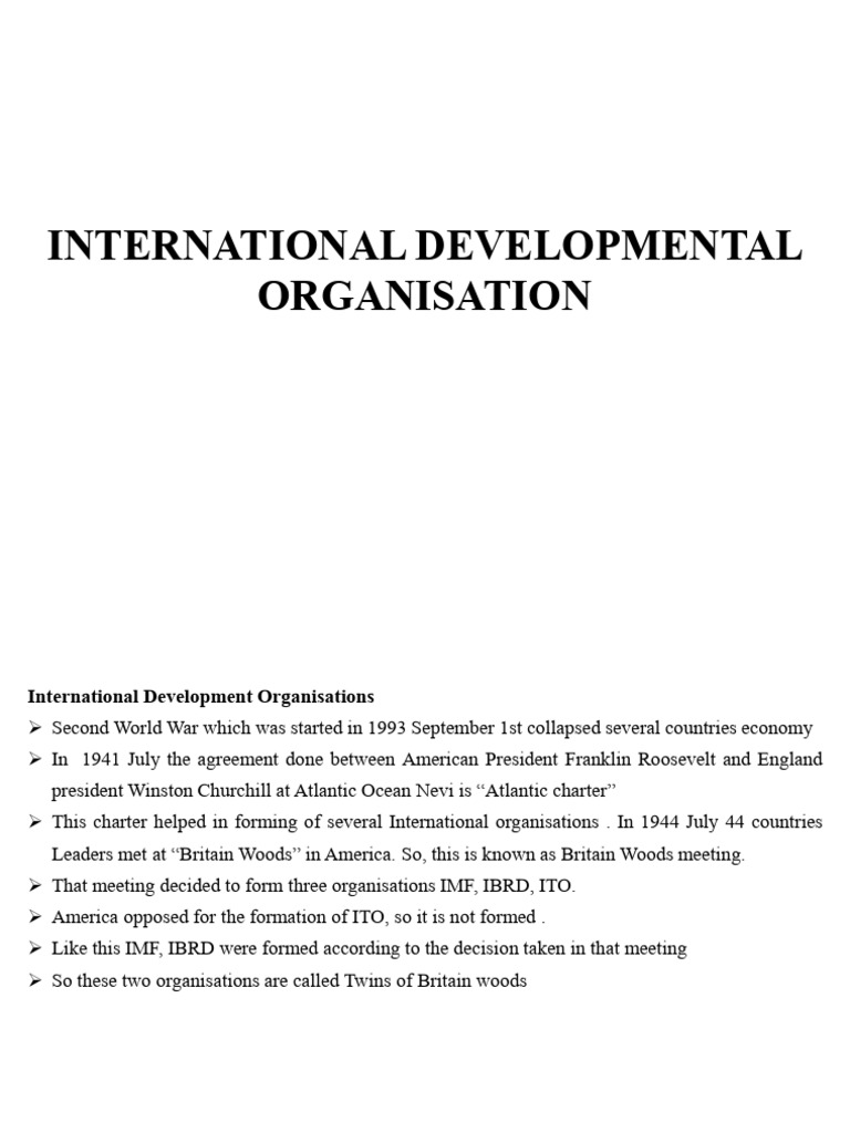 10.international Developmental Organisation | PDF | World Trade ...