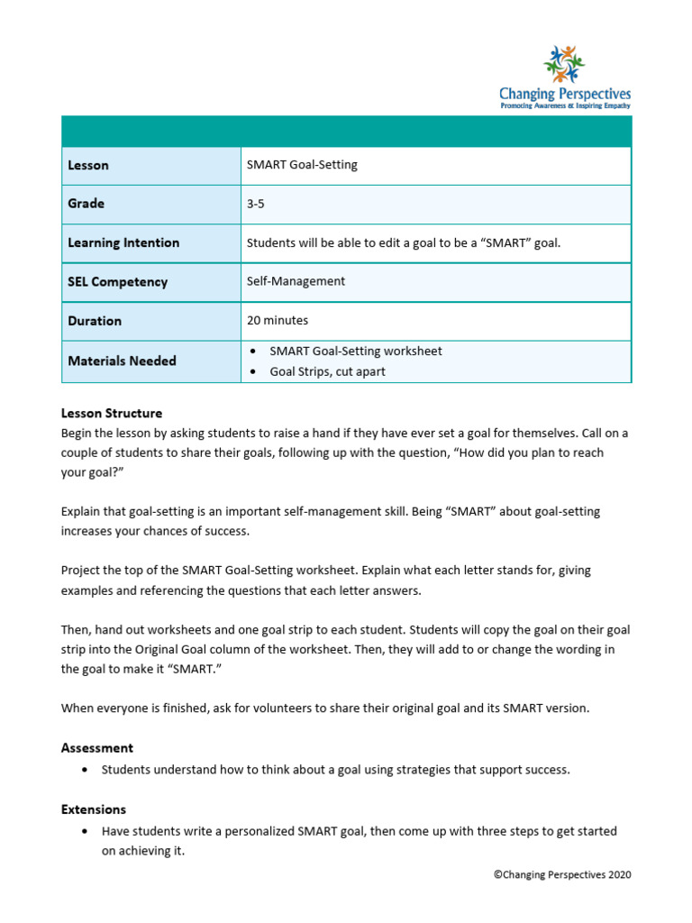 3 5 SEL SFM Smart Goal Setting | PDF