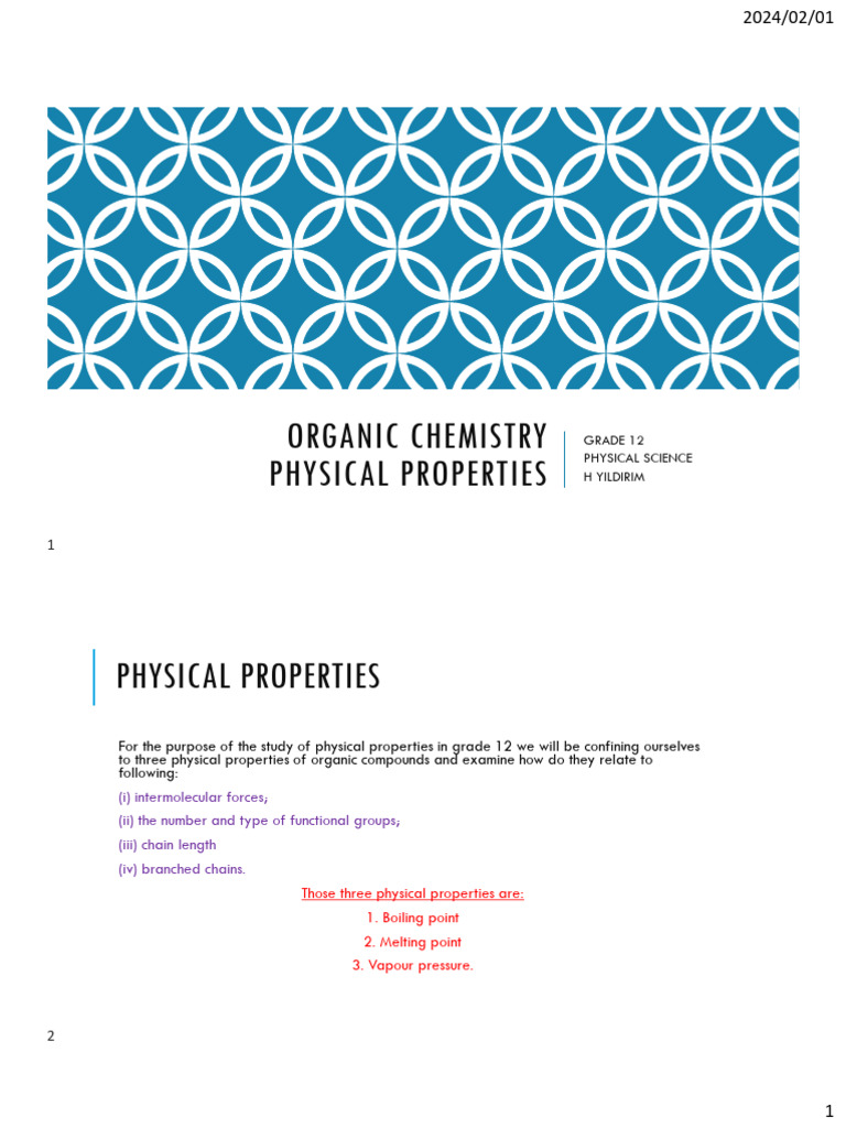Organic Chemistry - Physical Properties | PDF | Vapor | Intermolecular ...