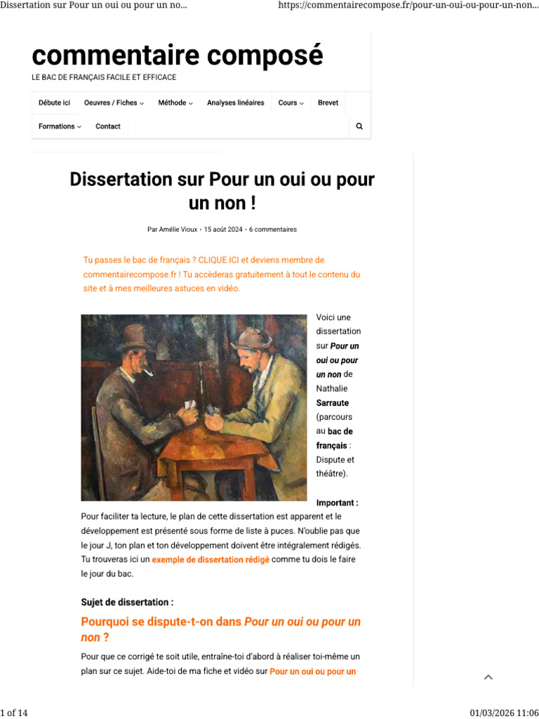 Dissertation Sur Pour Un Oui Ou Pour Un Non ! ? | PDF