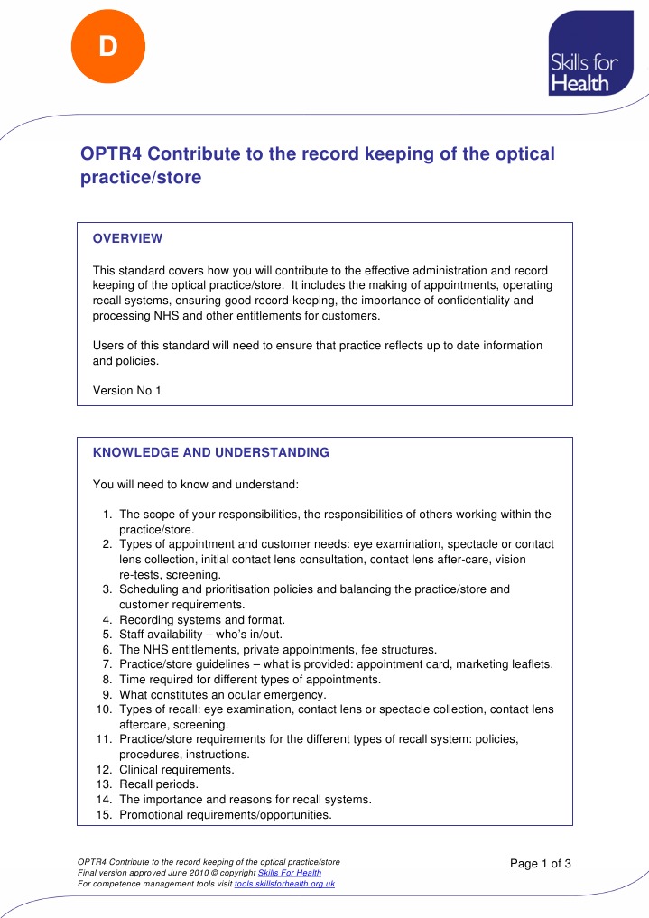 Record Keeping of The Optical | PDF | Records Management | Competence ...