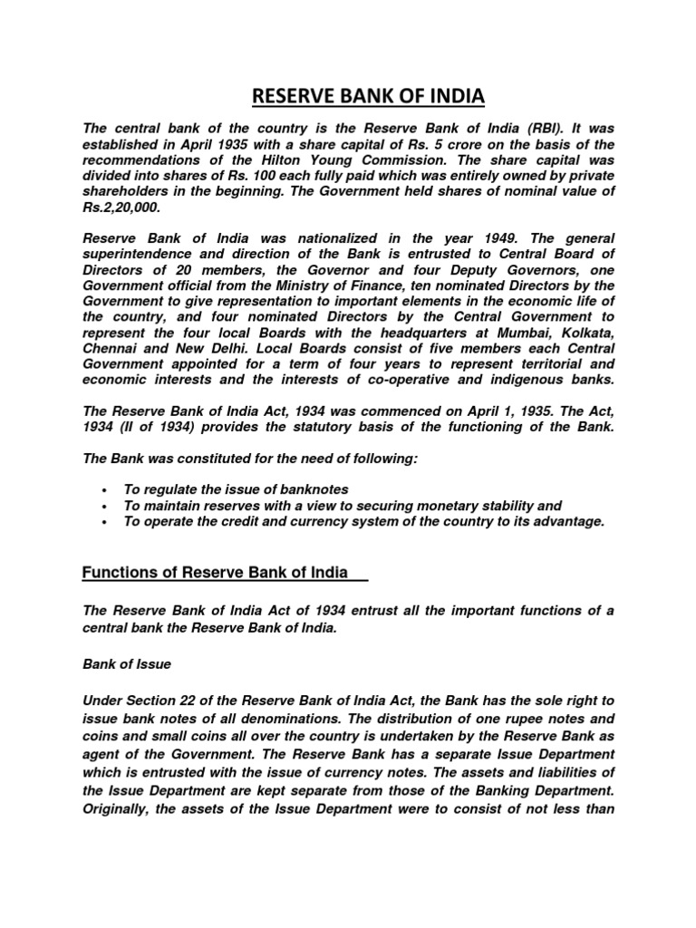 Reserve Bank of India | PDF | Reserve Bank Of India | Monetary Economics