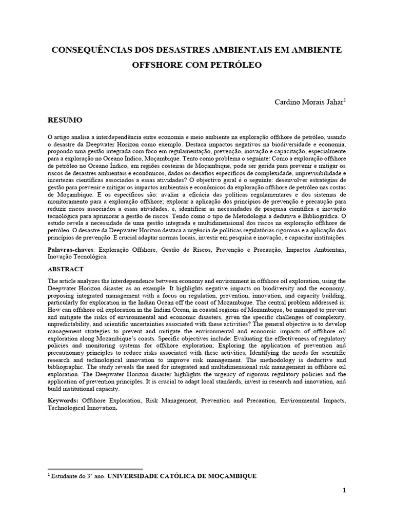 Cardino Jahar, Petroleo | PDF | Economia | Sustentabilidade