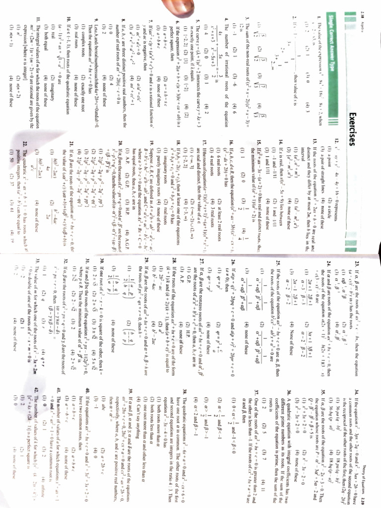 Cengage Math Quadratic Equation | PDF