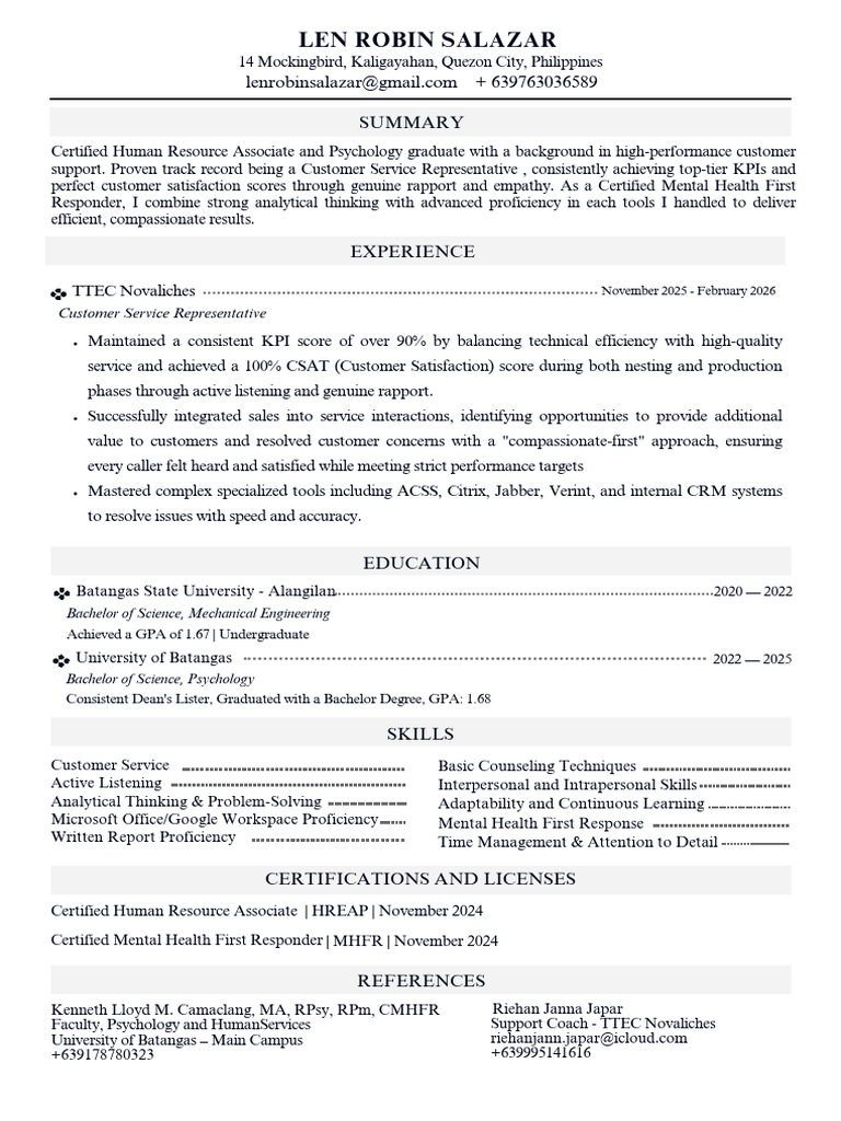 Salazar Len Robin-Resume | PDF | Psychology | Cognition