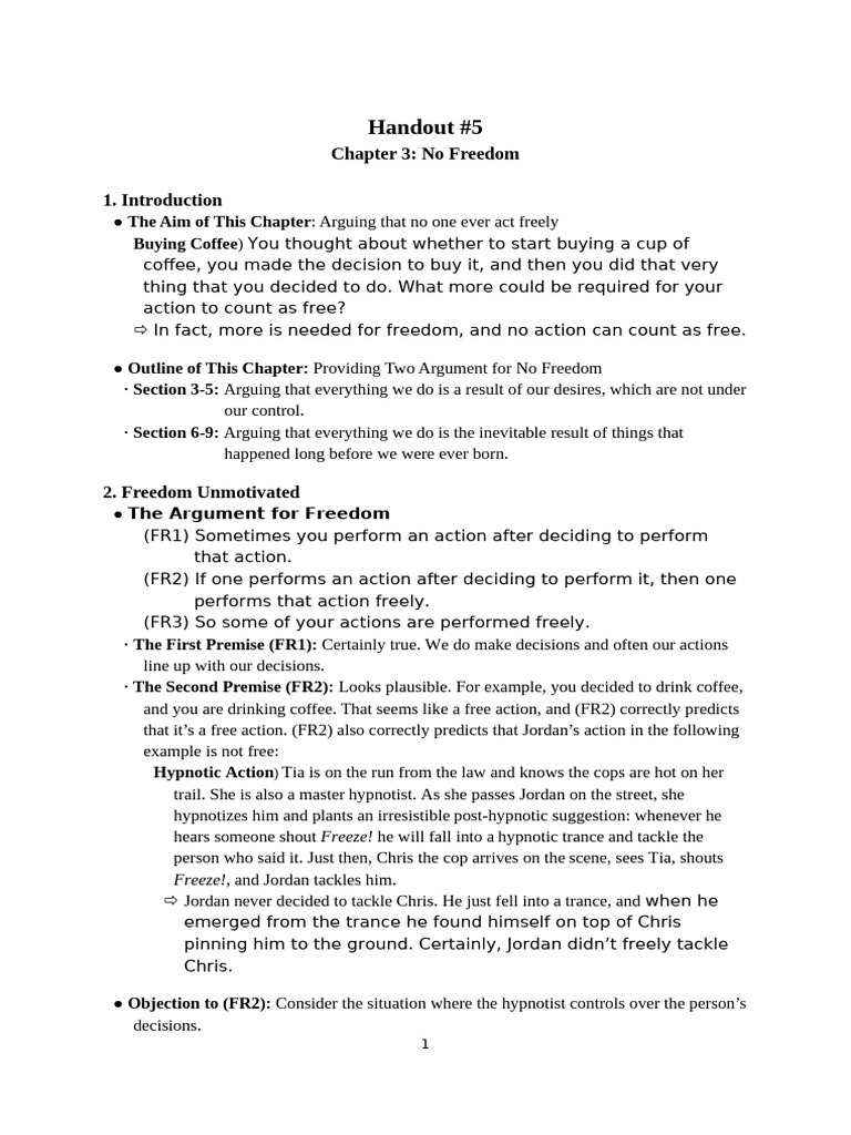 Handout#5 No Freedom | PDF | Determinism | Indeterminism