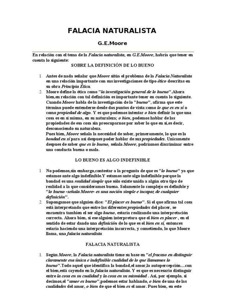 Falacia Naturalista | PDF | Falacia | Verdad
