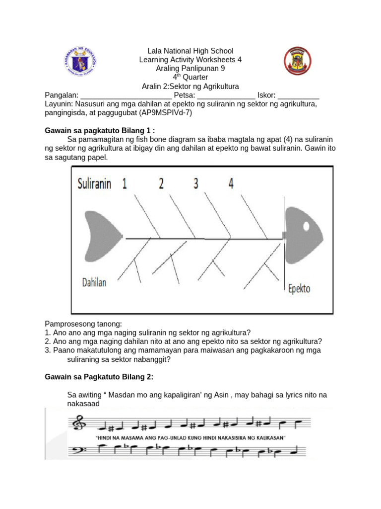 Learning Activity Worksheets 4 AP 9 Q4 - Aralin 3 | PDF