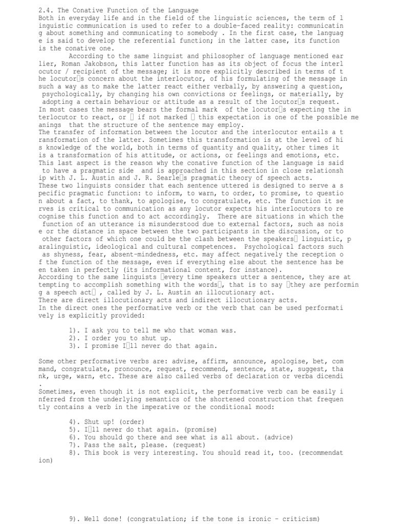 2.4. The Conative Function of The Language | PDF | Cognitive Science ...