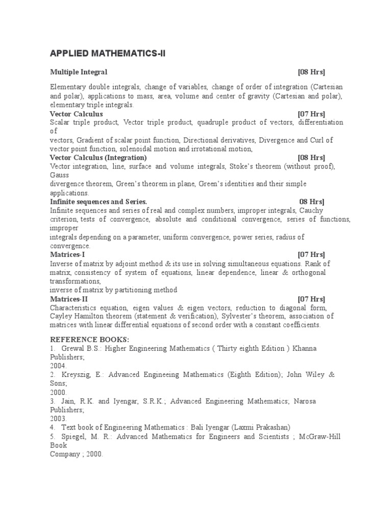Applied Mathematics II Overview | PDF