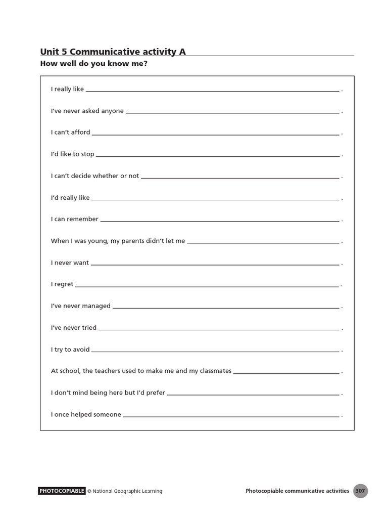 UpperIntermediate Unit 5 Communicative Activity A | PDF