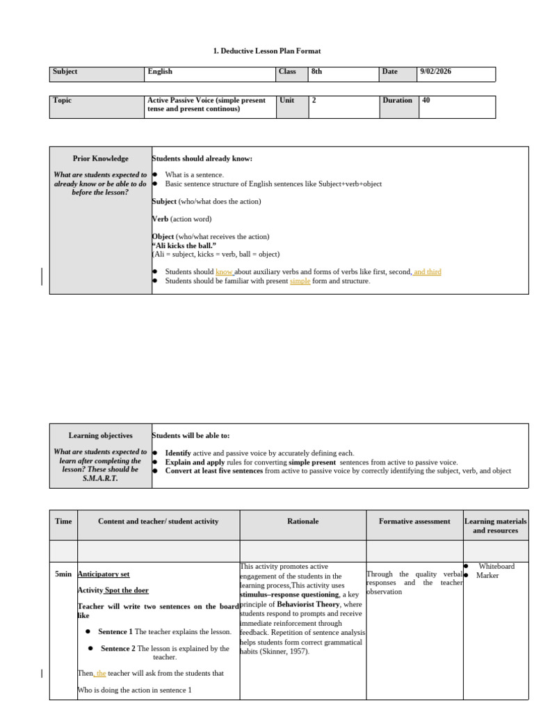 MISS NAZMEEN.. Lesson Plan Adverbs | PDF | Subject (Grammar) | Verb