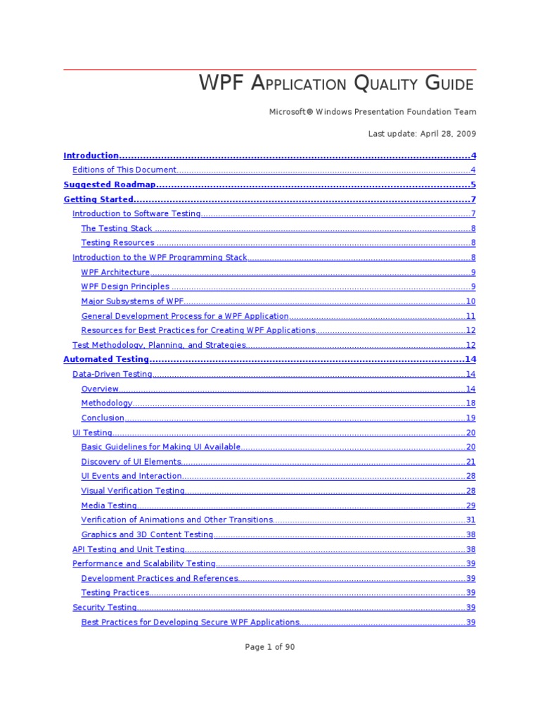 Wpf Application Quality Guide Ctp5 Pdf Windows Presentation Foundation Extensible