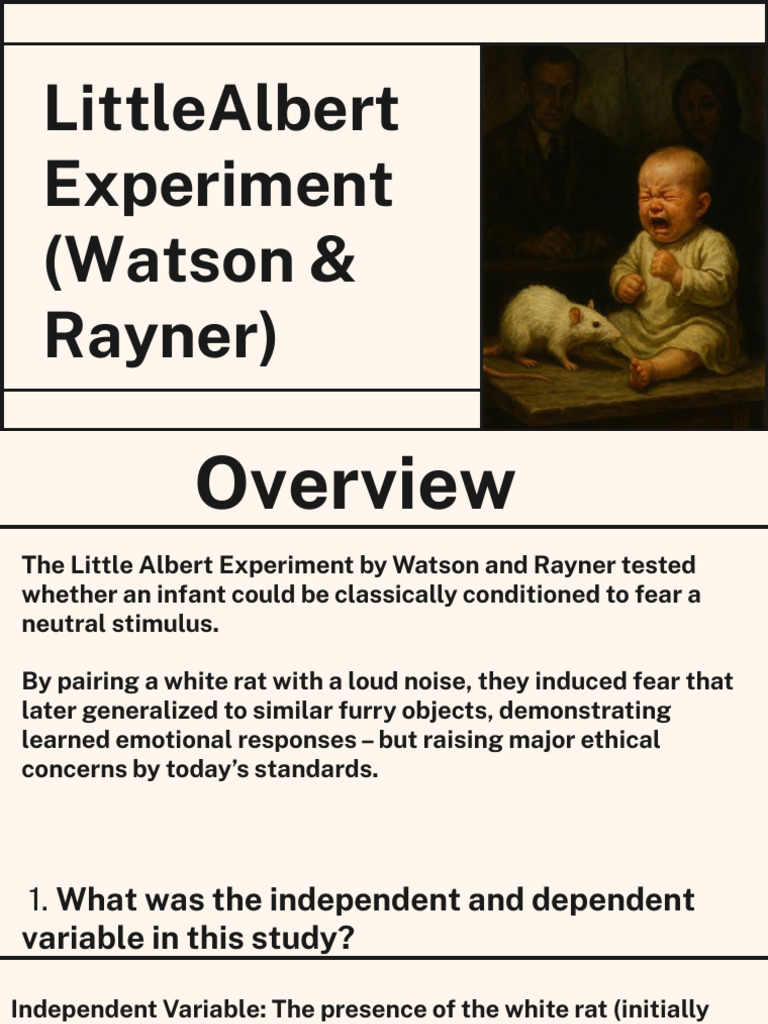 Little Albert Experiment. | PDF | Experiment | Classical Conditioning