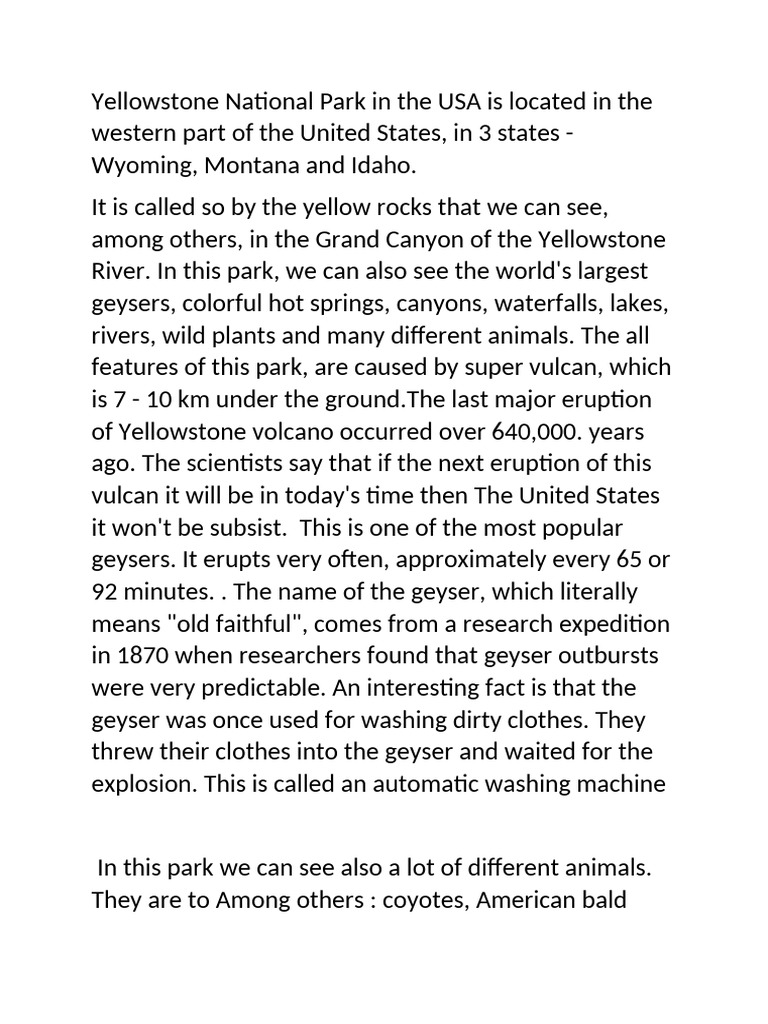 Yellowstone Park | PDF | Yellowstone National Park | Grizzly Bear