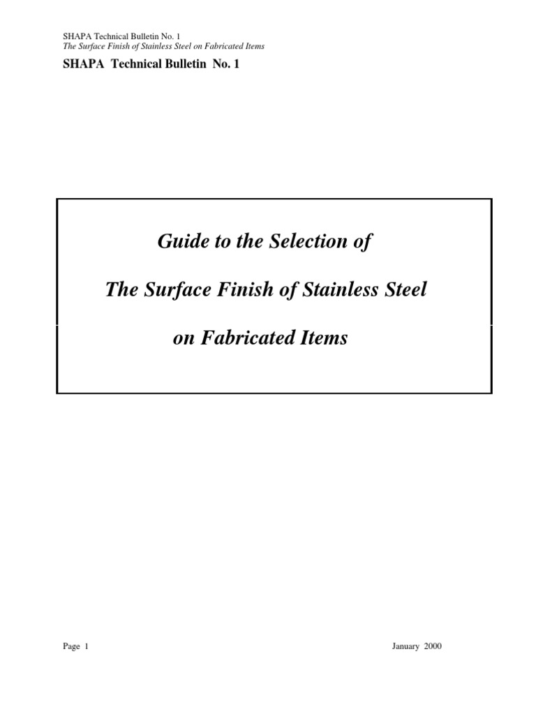 Guide To Selection of Sus Surface Finish | PDF | Corrosion | Friction