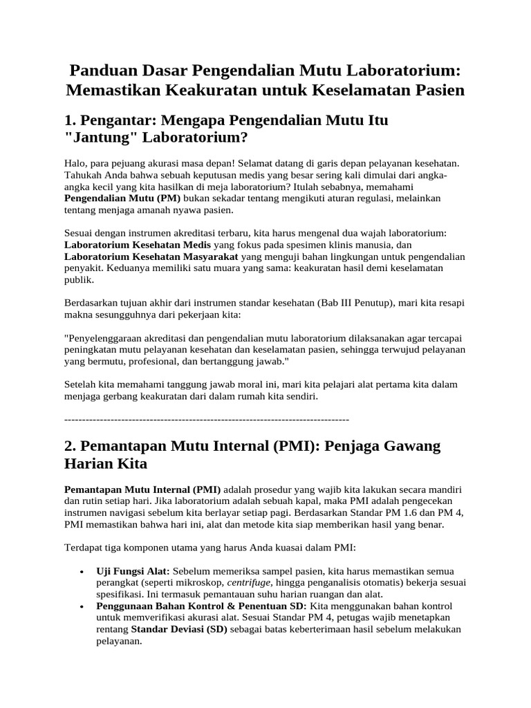 Panduan Dasar Pengendalian Mutu Laboratorium | PDF