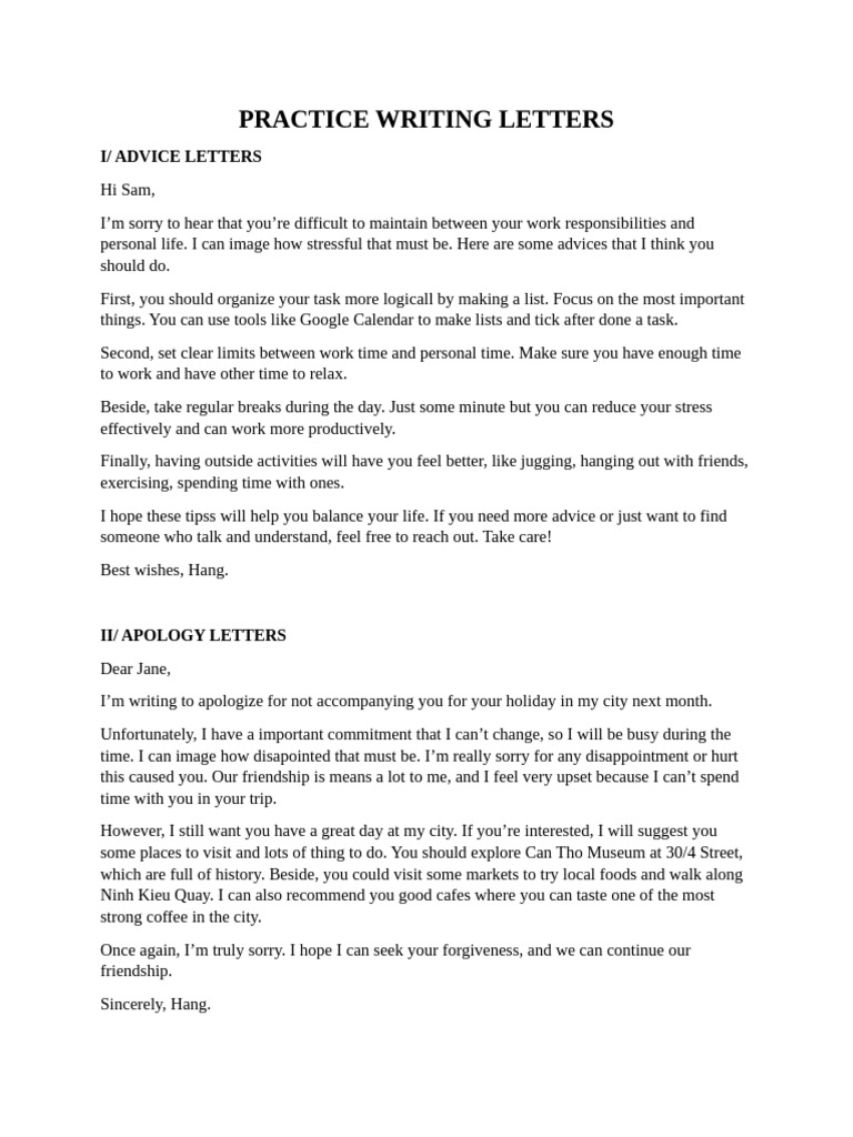 Practice Writing Letters | PDF