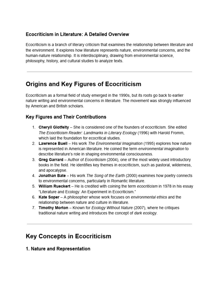 Ecocriticism in Literature - A Detailed Overview | PDF | Ecocriticism ...