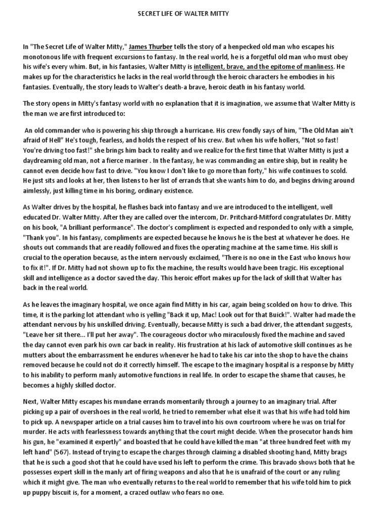 Secret Life of Walter Mitty | PDF | Violence | Crime Thriller