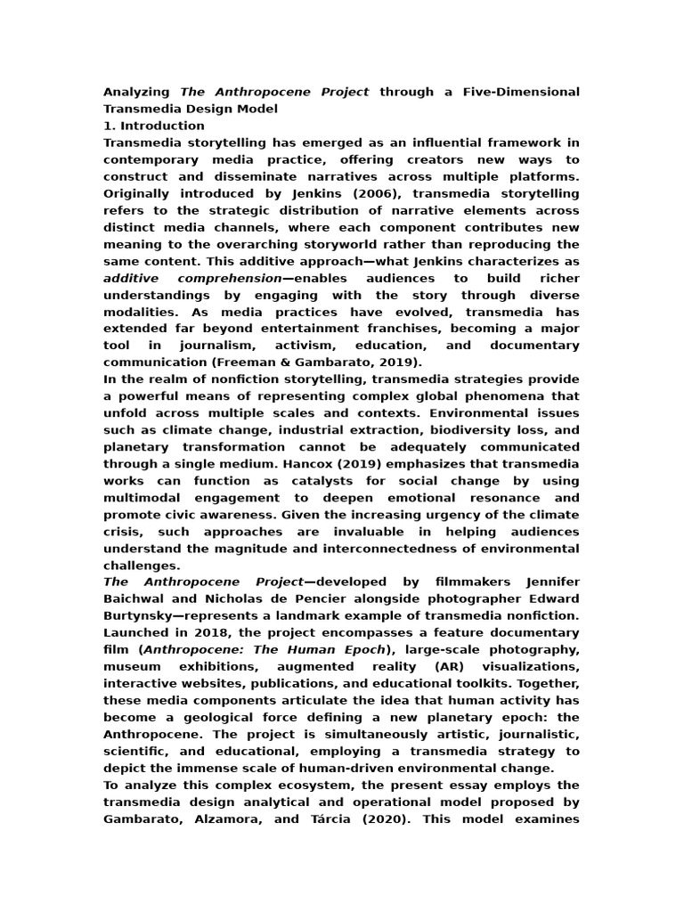 Analyzing The Anthropocene Project Through A Five | PDF | Anthropocene ...
