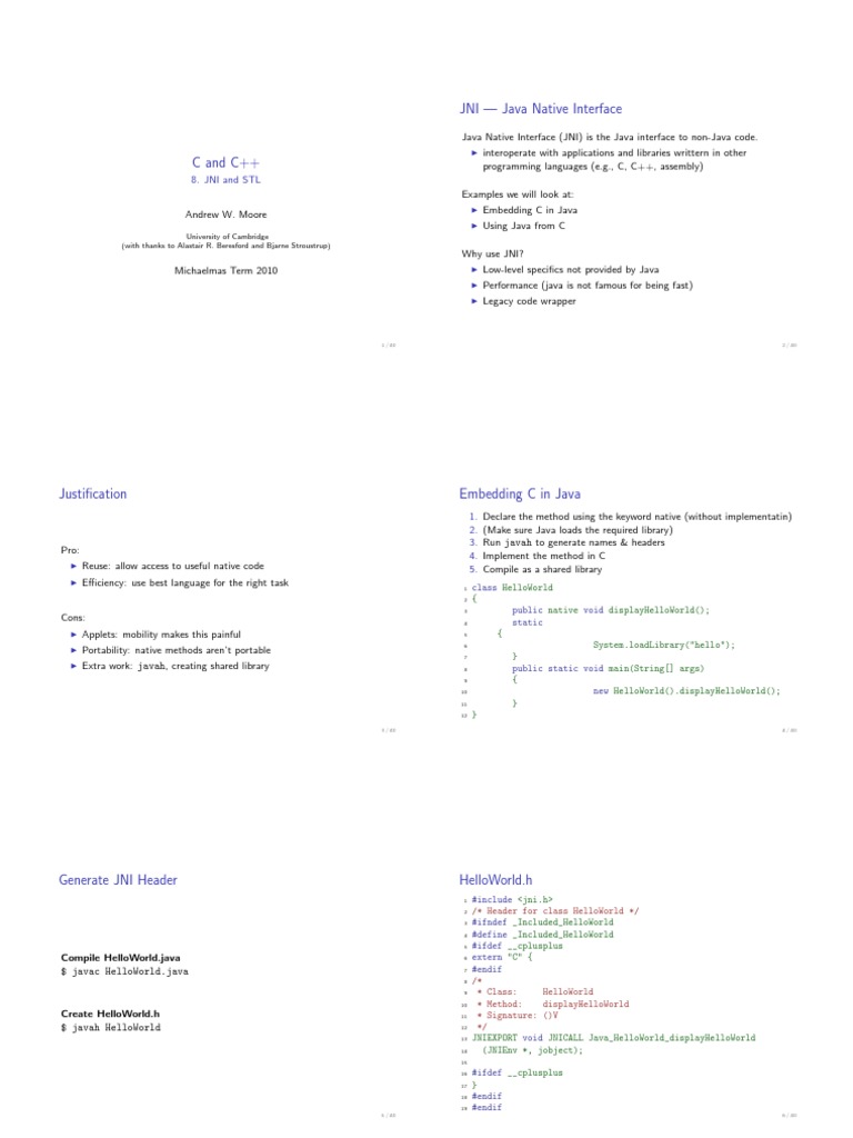 JNI - Java Native Interface | PDF | Java (Programming Language) | C (Programming Language)