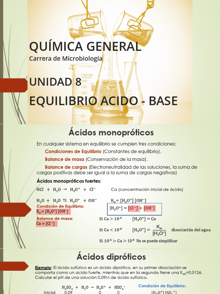 Unidad 8 - Equilibrio acido - bases | PDF | Solución tampón | Ácido