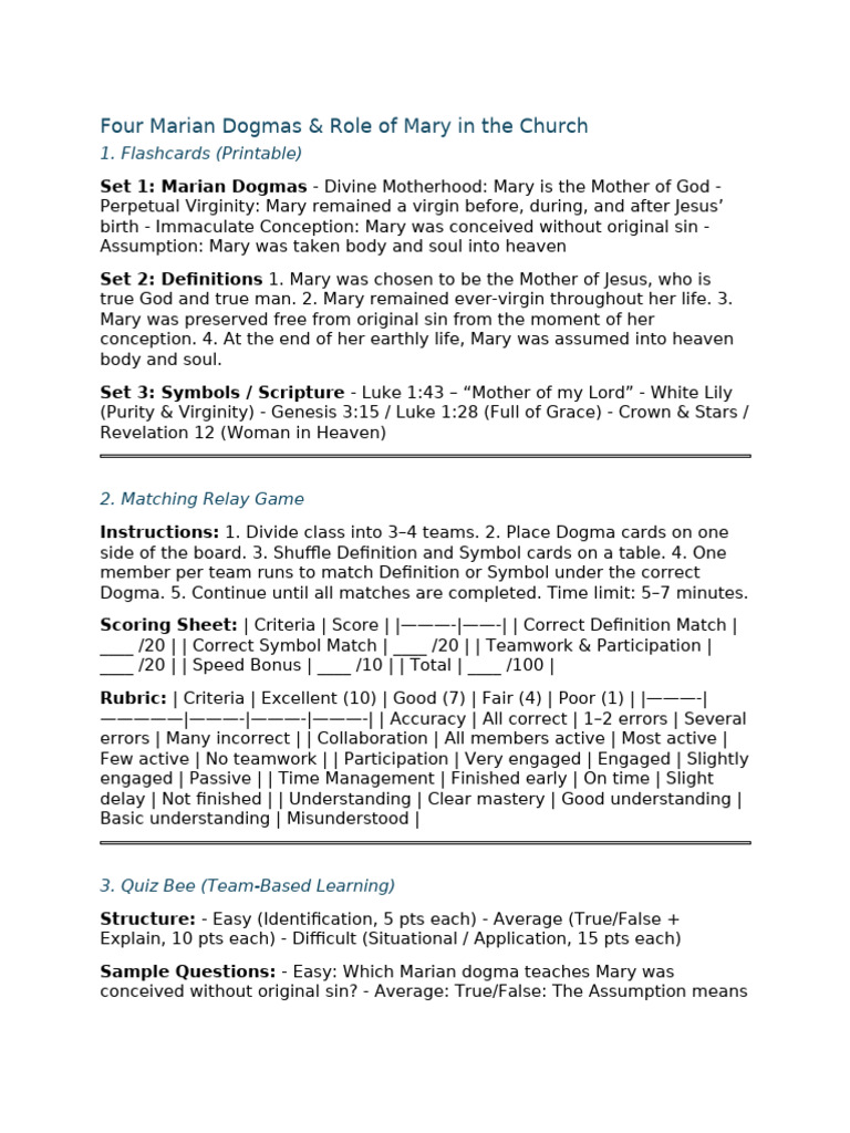 Marian Dogmas Activity Pack | PDF | Mary, Mother Of Jesus | Christian ...