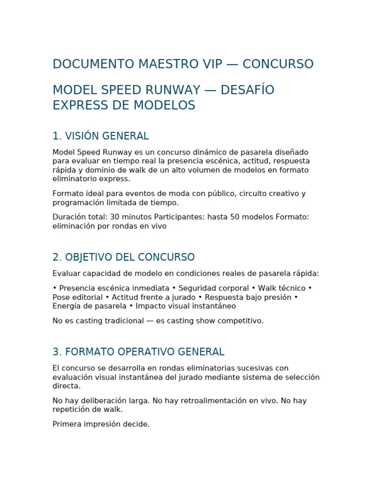 Documento Maestro Concurso Model Speed Runway | PDF