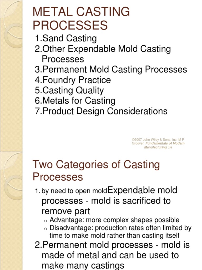 ch11 More Metal Casting | PDF | Casting (Metalworking) | Foundry