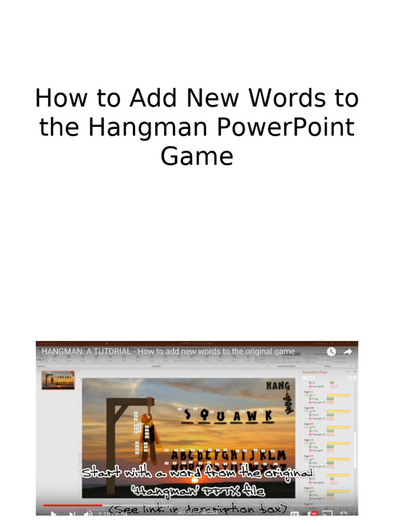 How To Add New Words To The Hangman PowerPoint Game | PDF