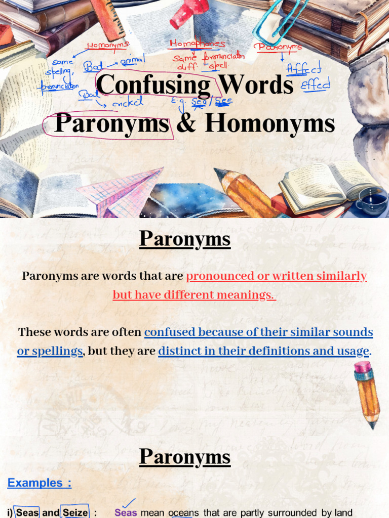 Confusing Words - Homonyms Homophones - Compressed Start | PDF