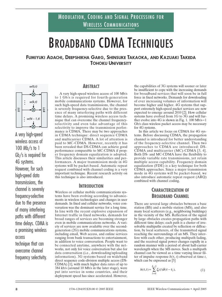 Broadband CDMA Techniques | PDF | Orthogonal Frequency Division ...