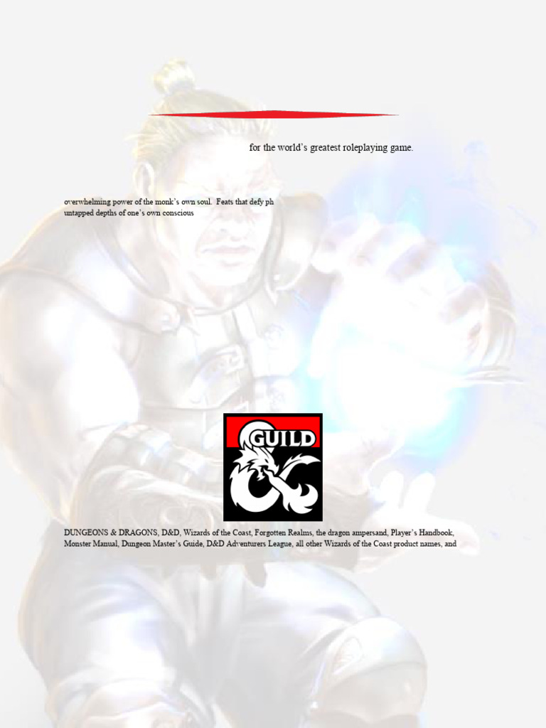 D&D 5e Monastic Tradition Way of The Ki Master | PDF | Wizards Of The ...