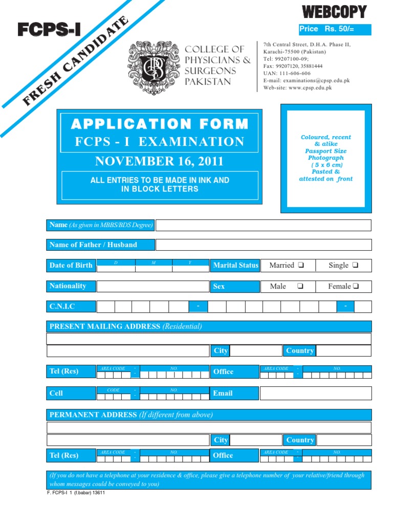 Fcps-I Fresh Pak | PDF | Dental Degree | Islamabad