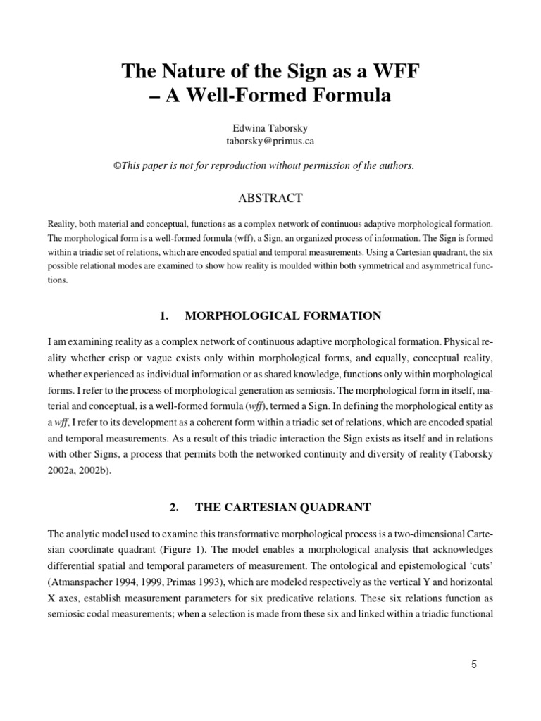The Nature of The Sign As A WFF - A Well-Formed Formula: 1 ...