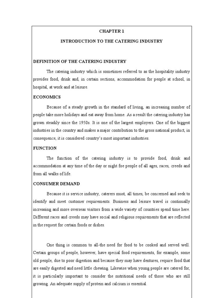 Introduction To The Catering Industry | PDF | Hygiene | Foods