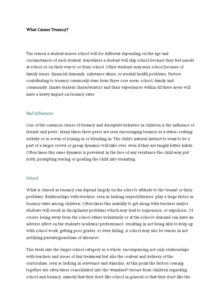What Causes Truancy | PDF | Bullying | Mental Health