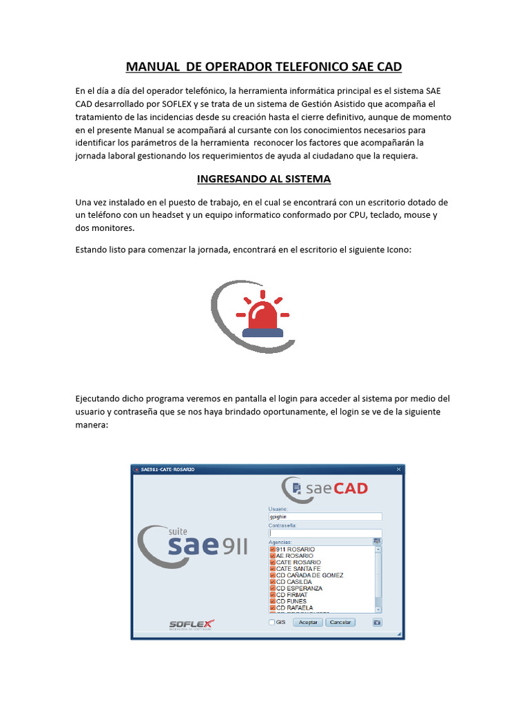 MANUAL DE OPERADOR TELEFONICO SAE CAD - Docx | PDF | Contraseña | Botón ...
