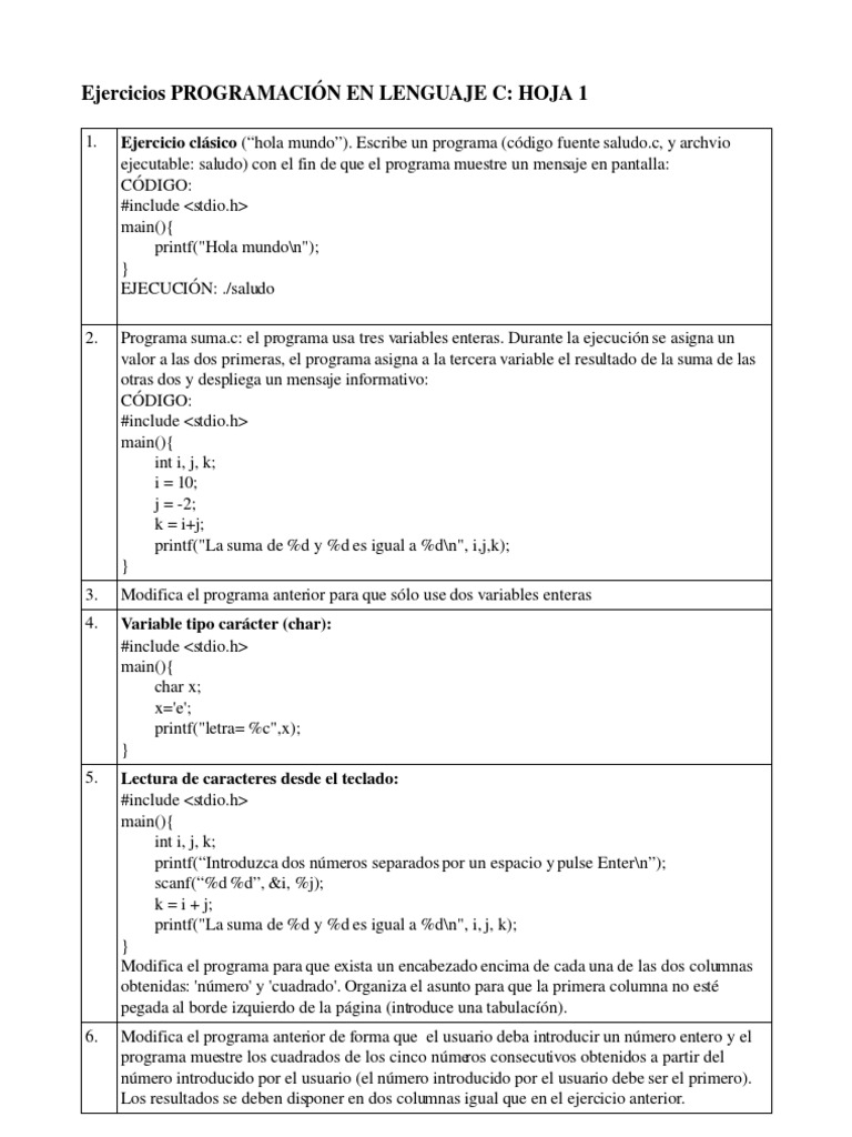 Ejercicios de Programacion | PDF