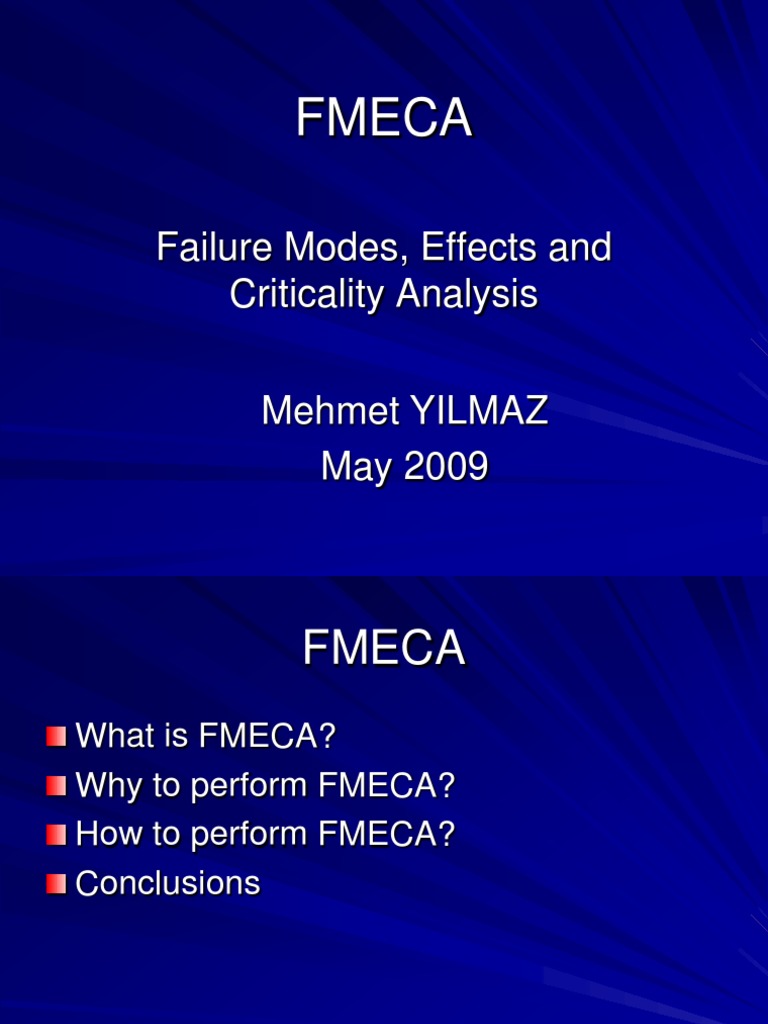 FMECA Analysis of Failure Modes, Effects and Criticality | PDF ...