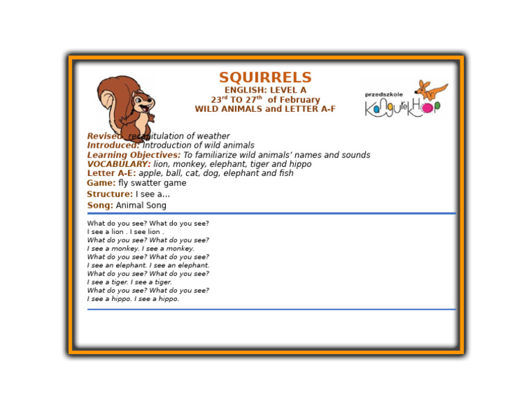 Squirrels Lesson Plan February 1.0 | PDF