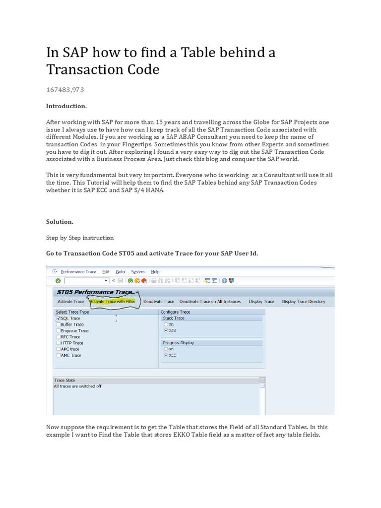 Tabel Behind A Tcode | PDF