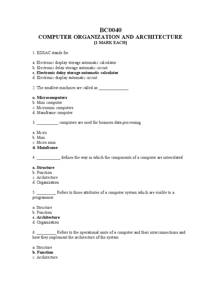 BC0040 Computer Organization and Architecture Paper 2 | PDF ...