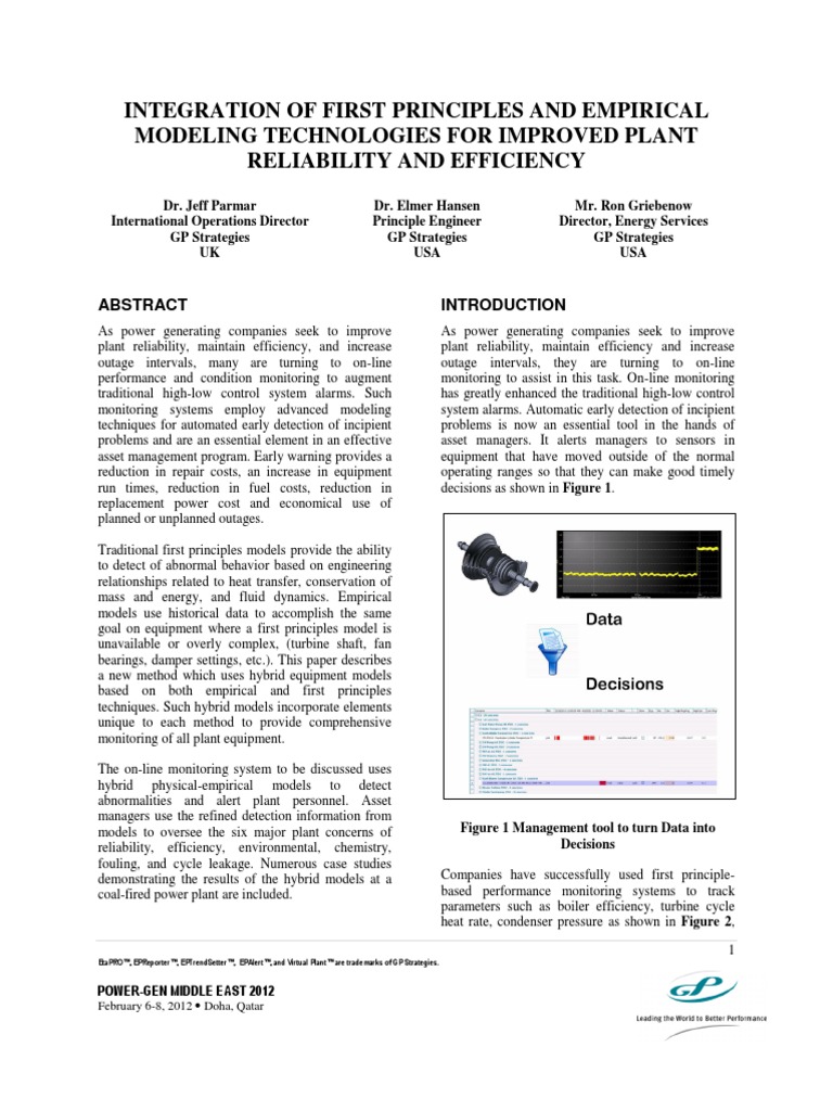 Integration of First Principles and Empirical Modeling Technologies For ...