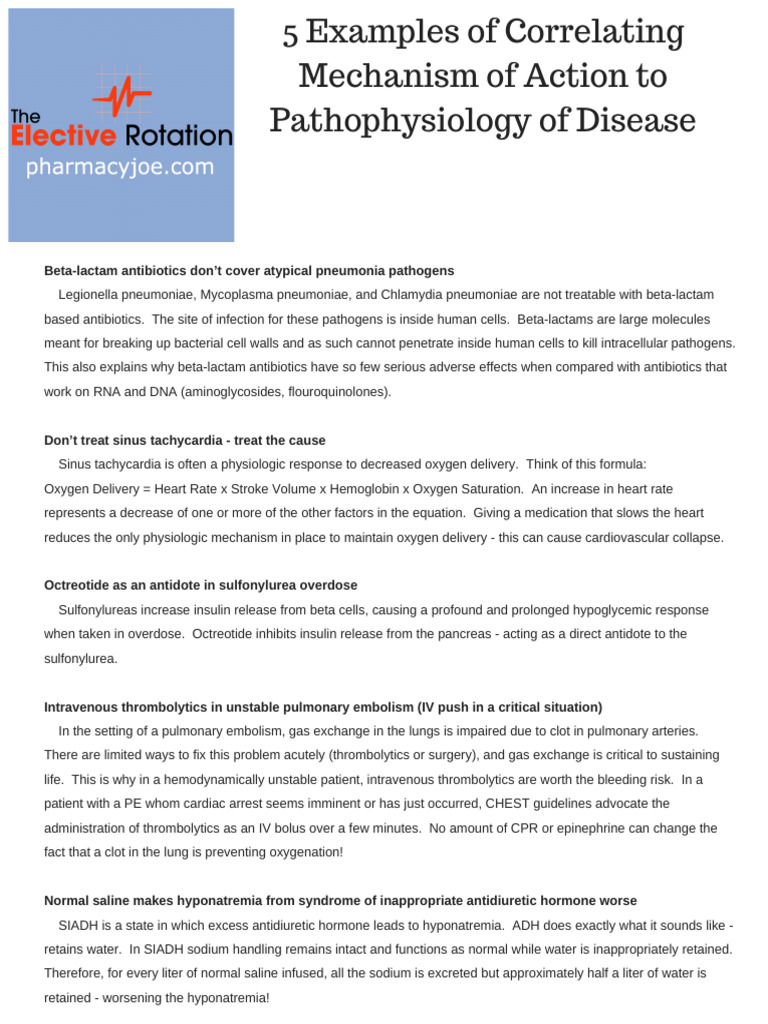 Mechanism Action Pathophysiology Examples | PDF | Pneumonia | Human ...