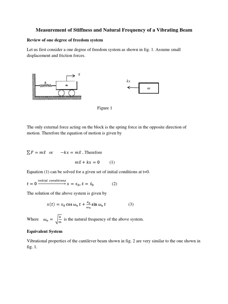Measurement of Stiffness and Natural Frequency of A Vibrating Beam | PDF | Accelerometer | Physics