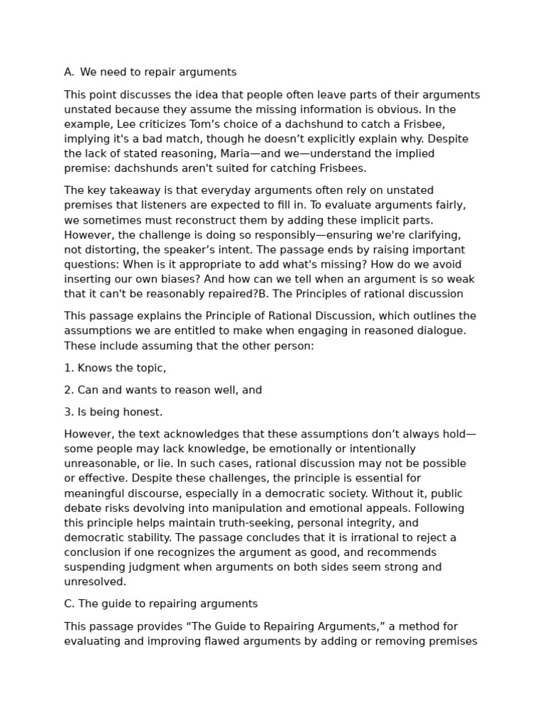 CTE Book Chapter 4 (Repairing Argument) | PDF | Argument | Rationality